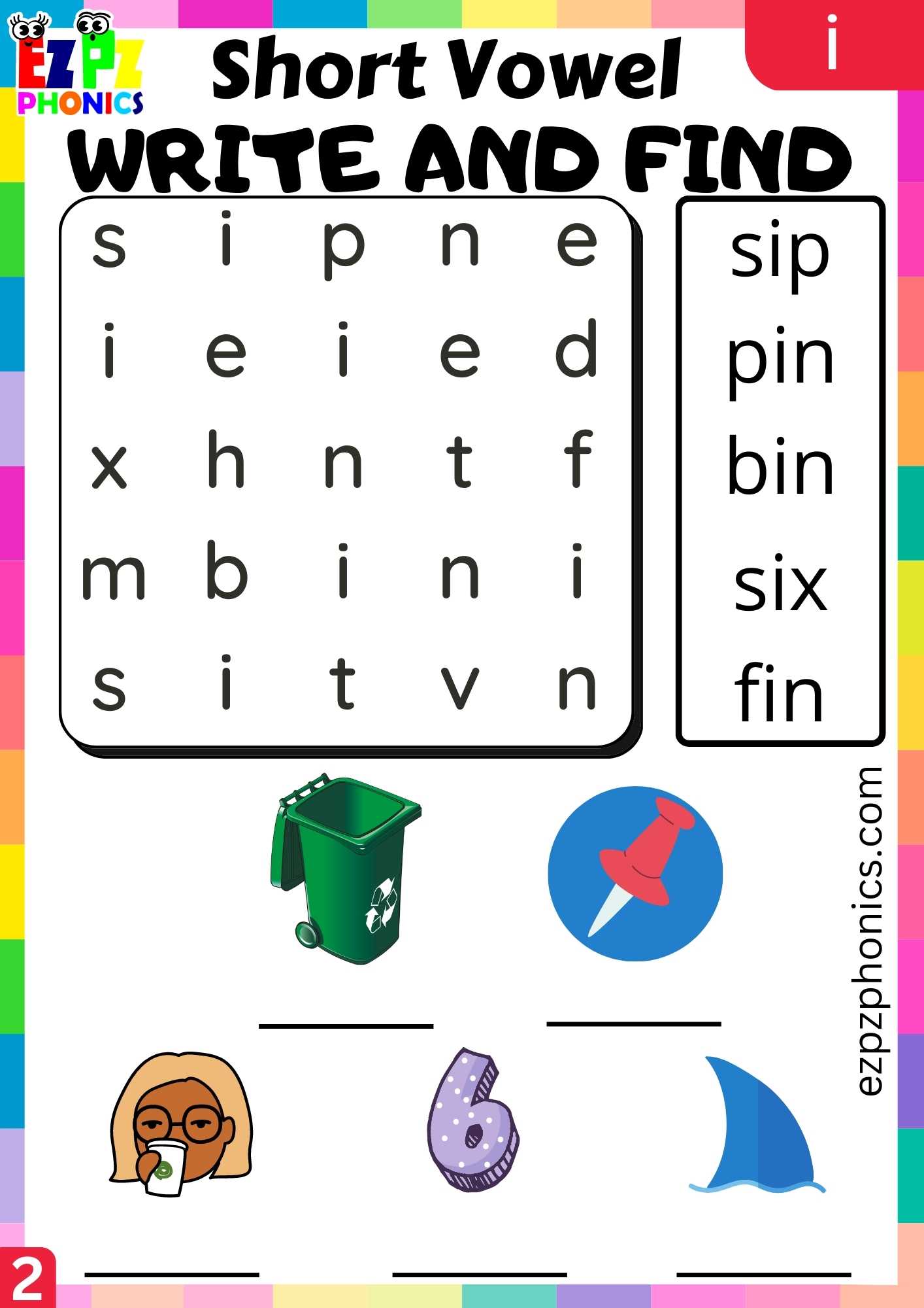 Group2 I Words Write And Find Short Vowel CVC Words Worksheet ...