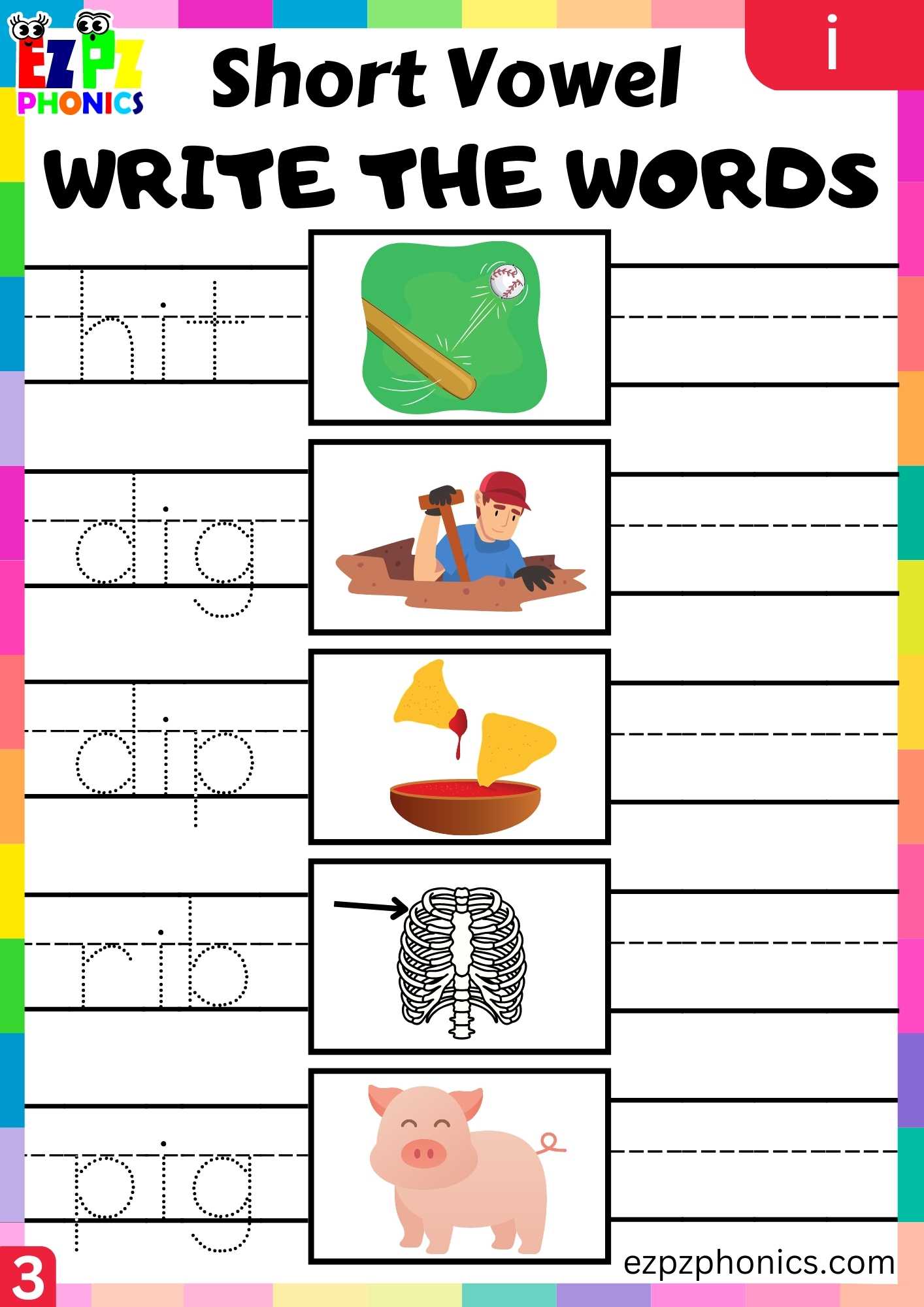 Group3 I Words Write The Words Short Vowel CVC Words Worksheet ...